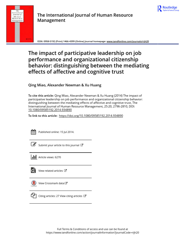 7.The impact of participative leadership on job performance ...