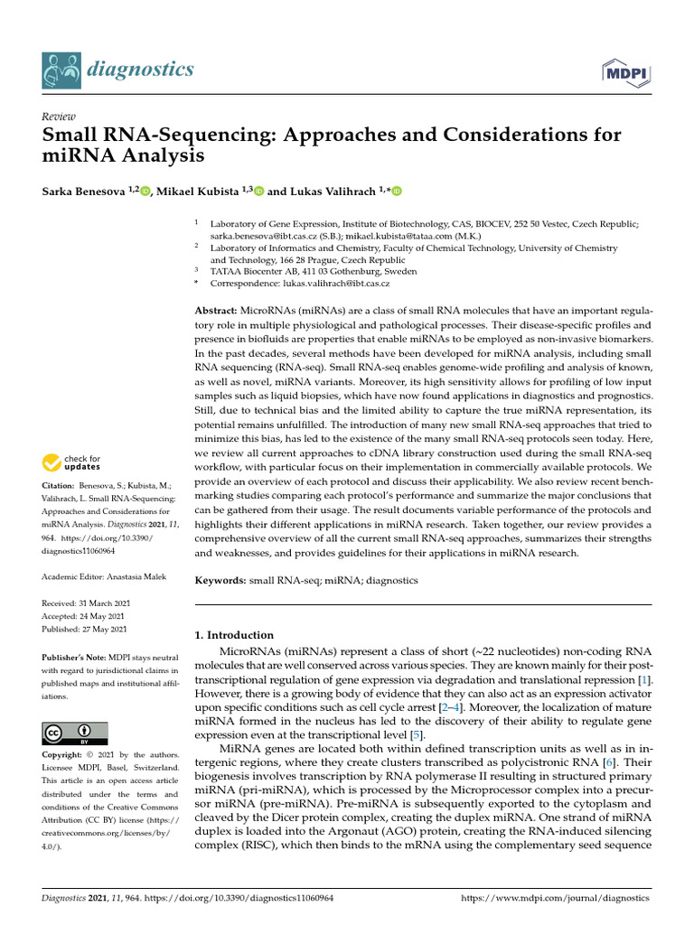 Small RNA-Sequencing Approaches and Considerations | PDF | Micro Rna ...