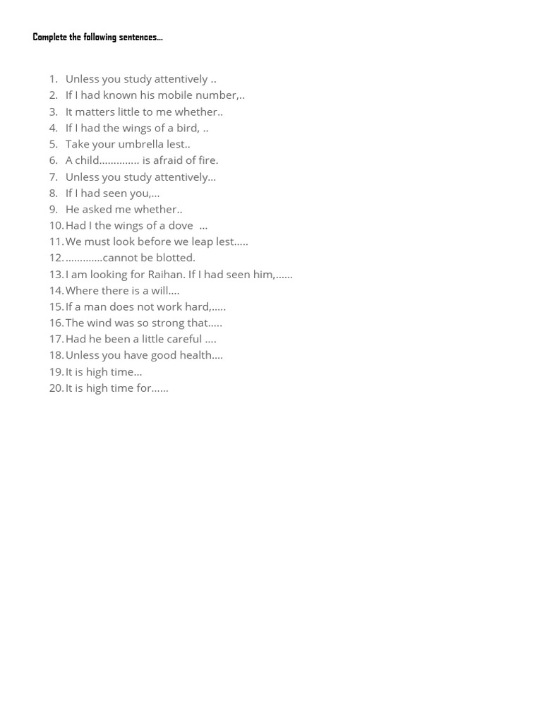 Completing Sentence | PDF