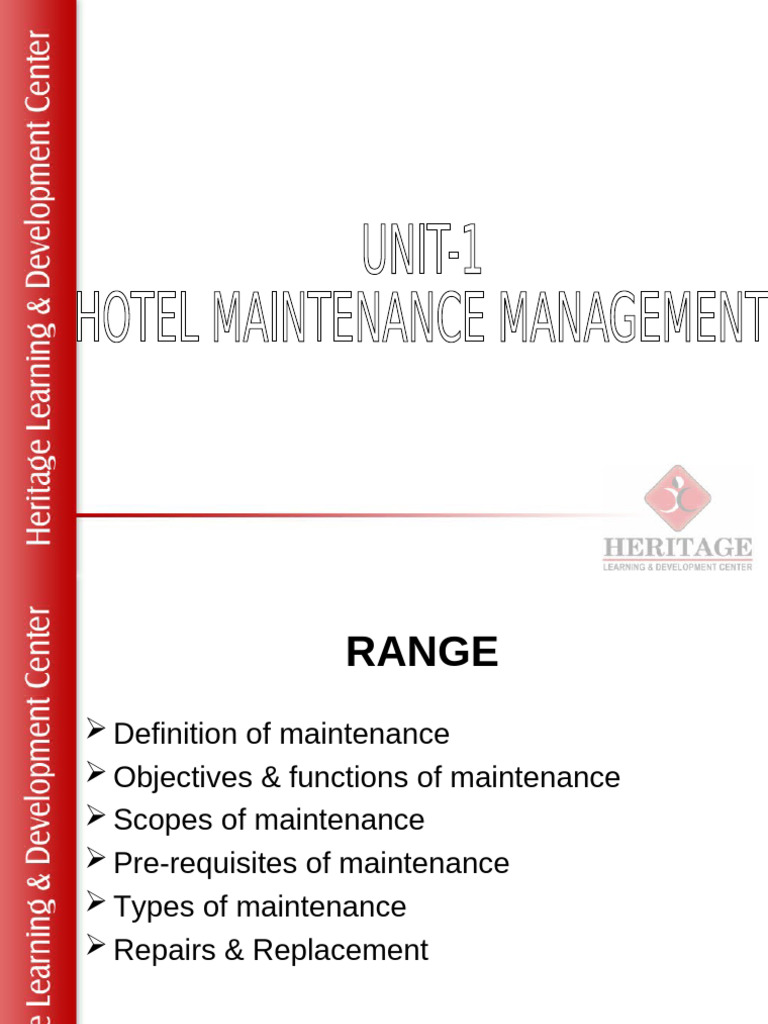 Hotel Maintenance Management Guide | PDF | Reliability Engineering ...