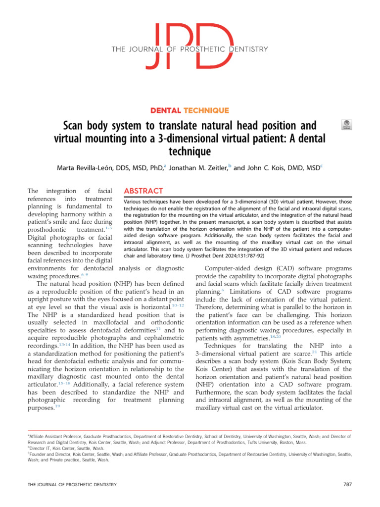 Kois Scan Body System for 3D Patient Models | PDF | Dentistry Branches