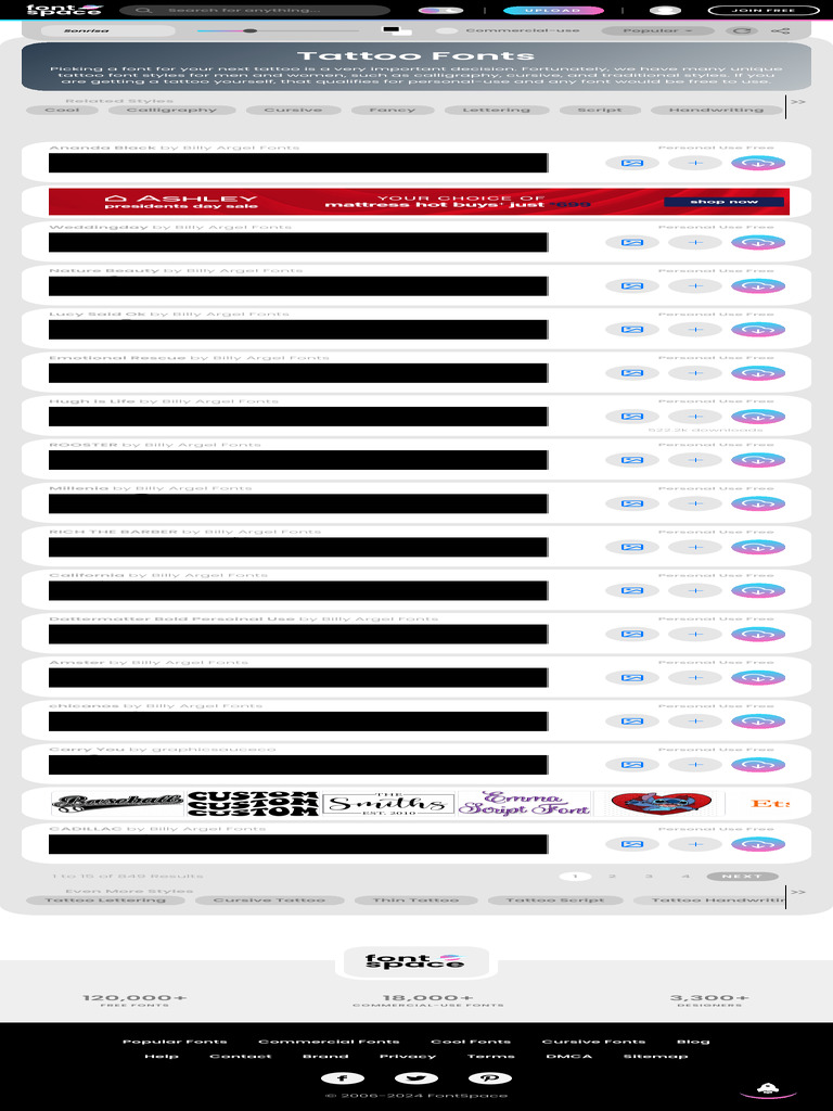 Tattoo Fonts 100 Free Generator FontSpace | PDF | Printing ...