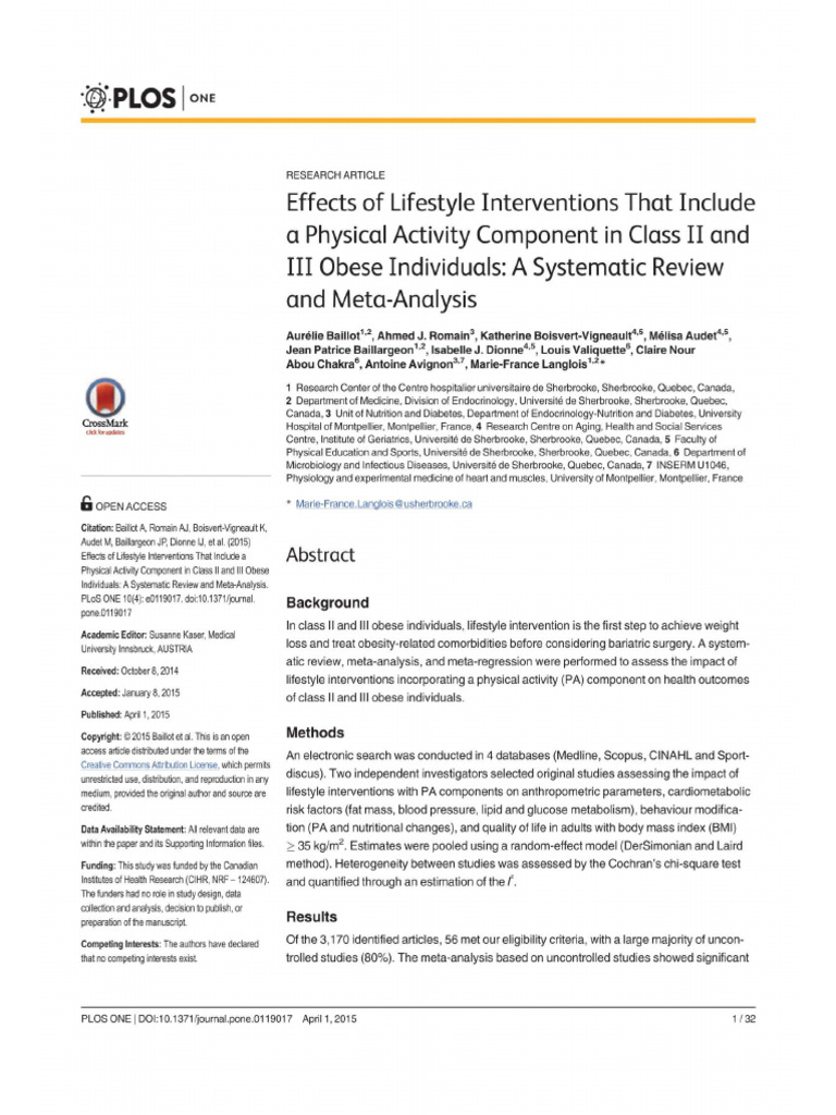Effects of Lifestyle Interventions | PDF