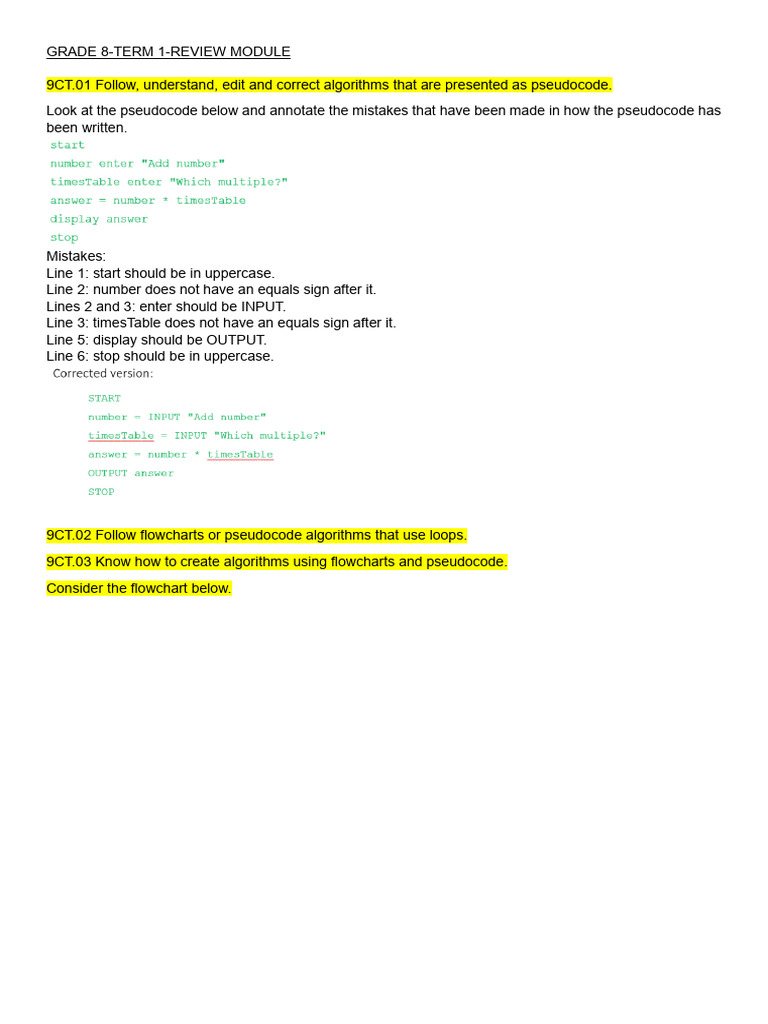 Grade 8 Term 1 Eos Revision Module Part1&2 With Answers | PDF | Data ...