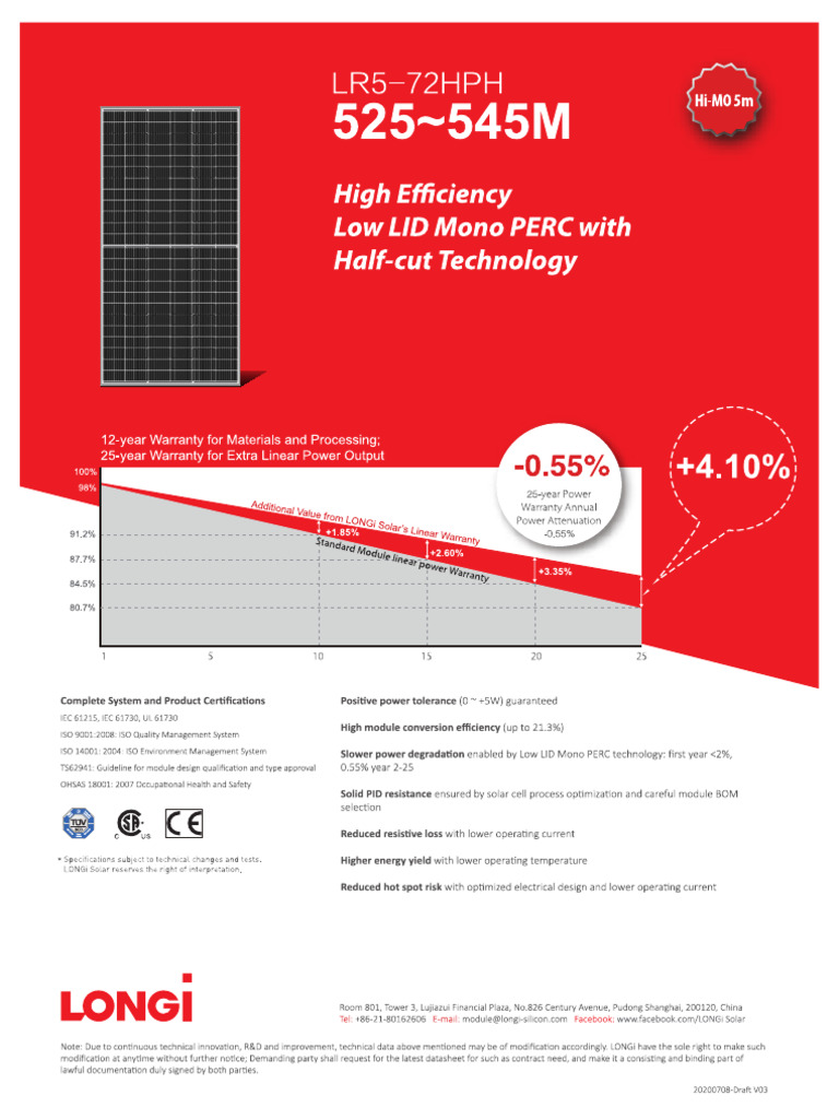 LR5-72HPH-525-545M (Panel Longi) | PDF