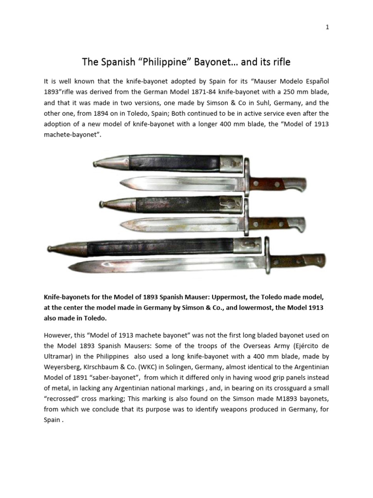 Philippine Mauser Bayonet History | PDF | Bayonet | Firearms