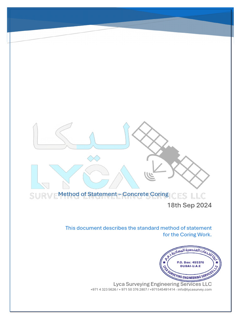 Method of Statement For The Concrete Coring | PDF | Personal Protective ...