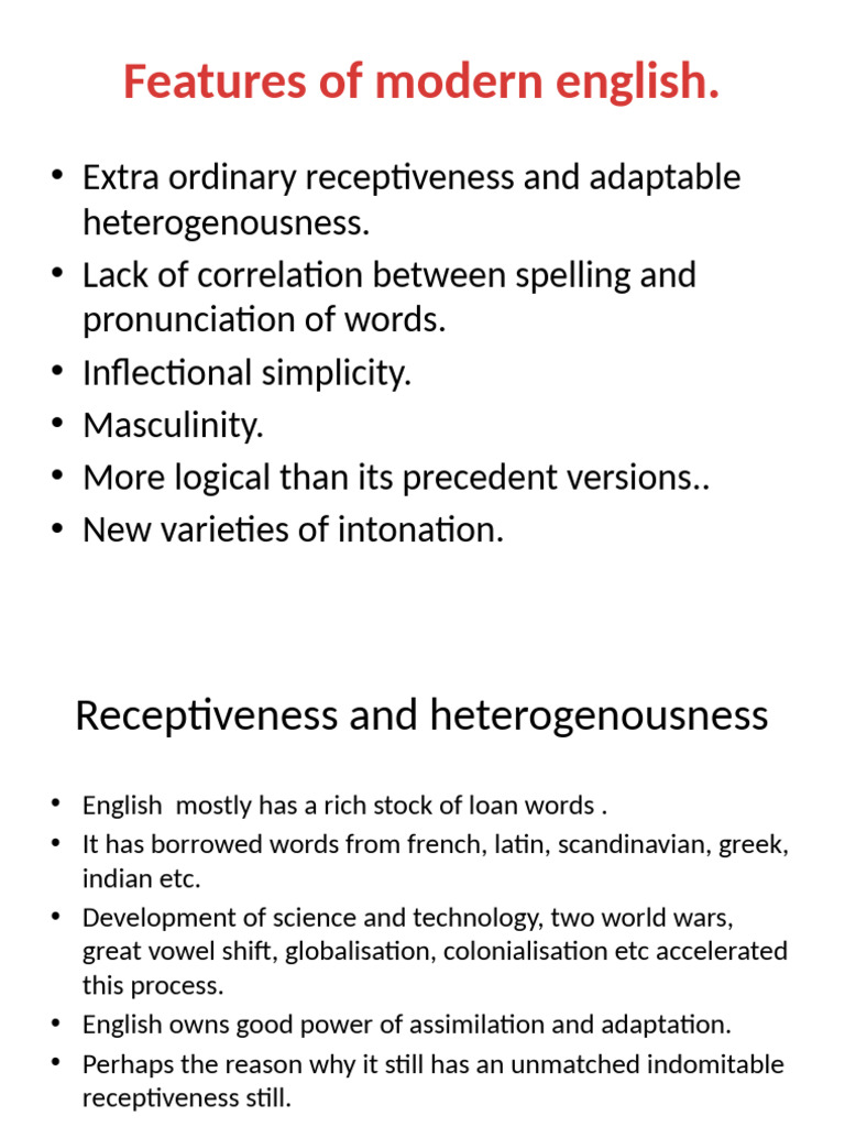 Features of Modern English | PDF