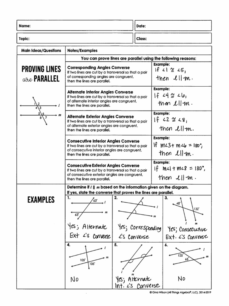 Proving Lines Parallel KEY | PDF