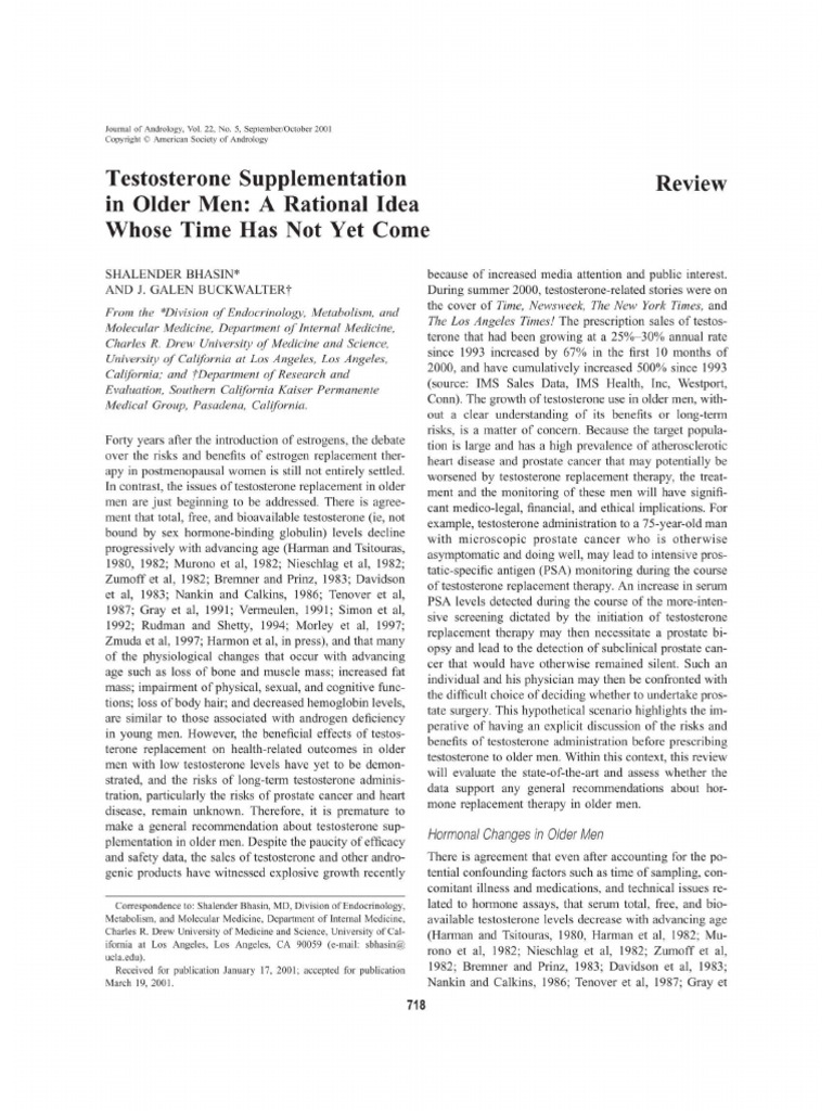 Testosterone Supplementation in Older Men | PDF