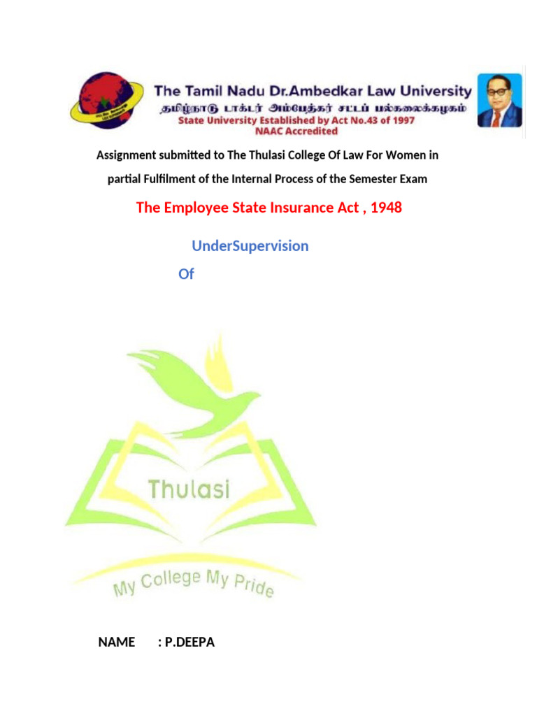 Assignment Submitted To The Thulasi College of Law For Women in Partial Fulfilment of The ...