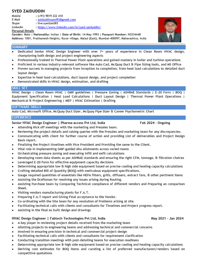 Naukri SyedZaiduddin (8y 0m) | PDF | Engineering