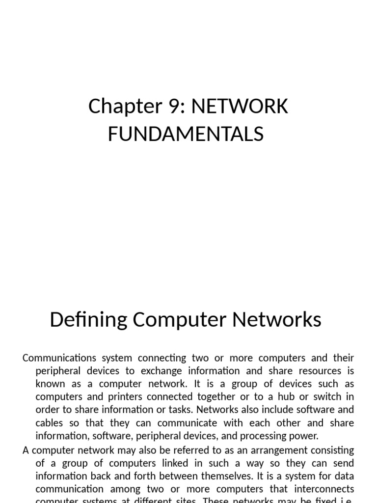 Chapter 9 Network Fundamentals | PDF | Computer Network | Wide Area Network