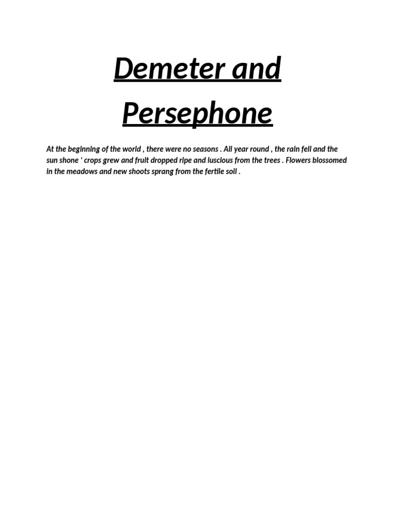 Demeter and Persephone | PDF | Home & Garden