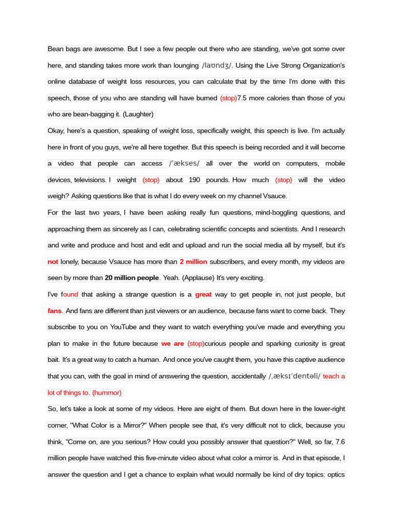 Transcript - TED Talk Video (Lesson 4 - On A Quest) | PDF | Reflection ...