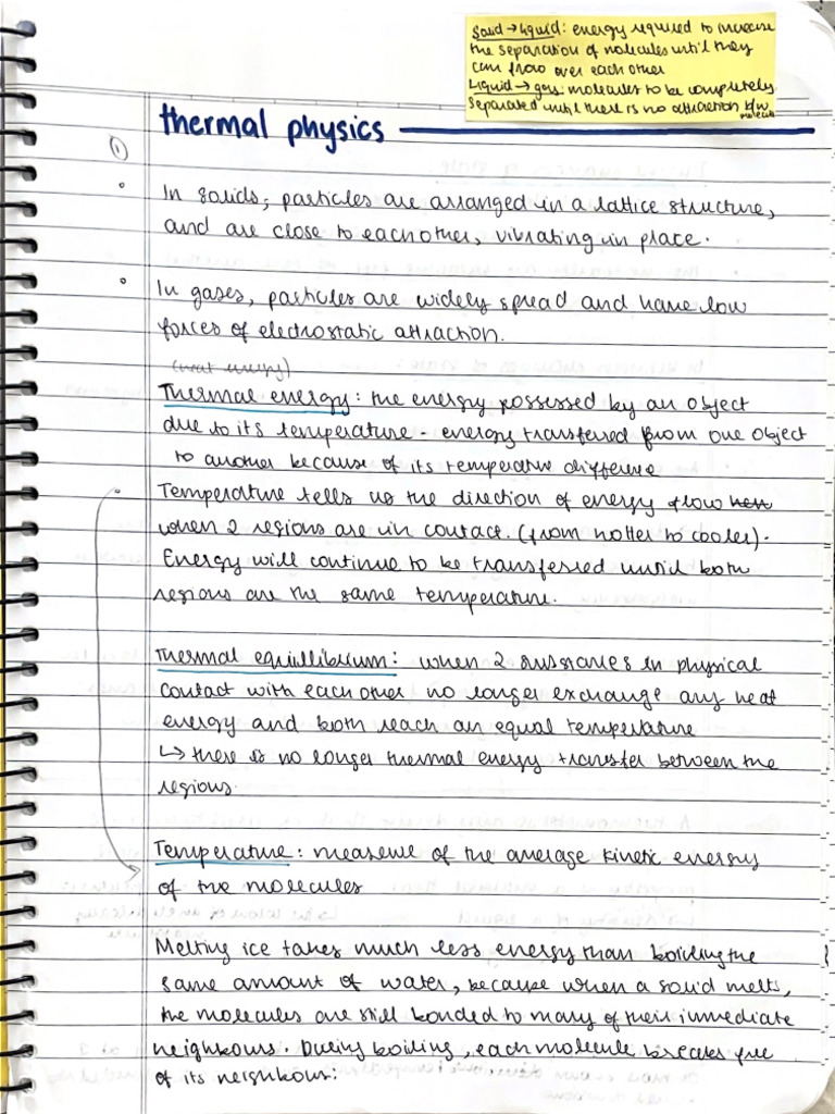 Thermal Physics A Level Notes | PDF