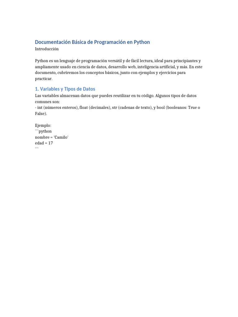 Documentacion Basica Programacion Python | PDF