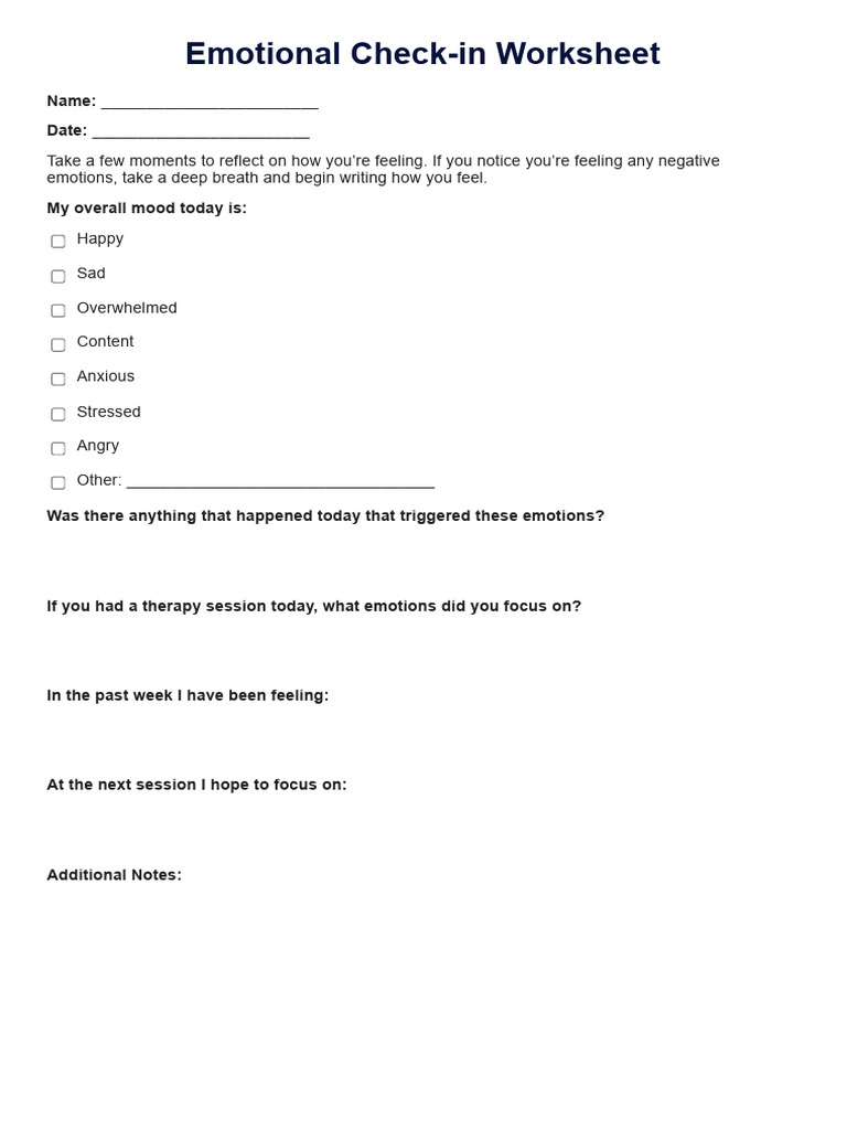 Emotional Check-In Worksheet | PDF | Self-Improvement