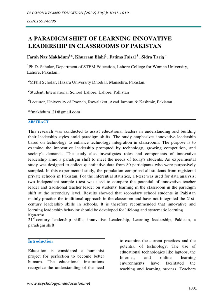 A Paradigm Shift of Learning Innovative | PDF | Learning | Leadership