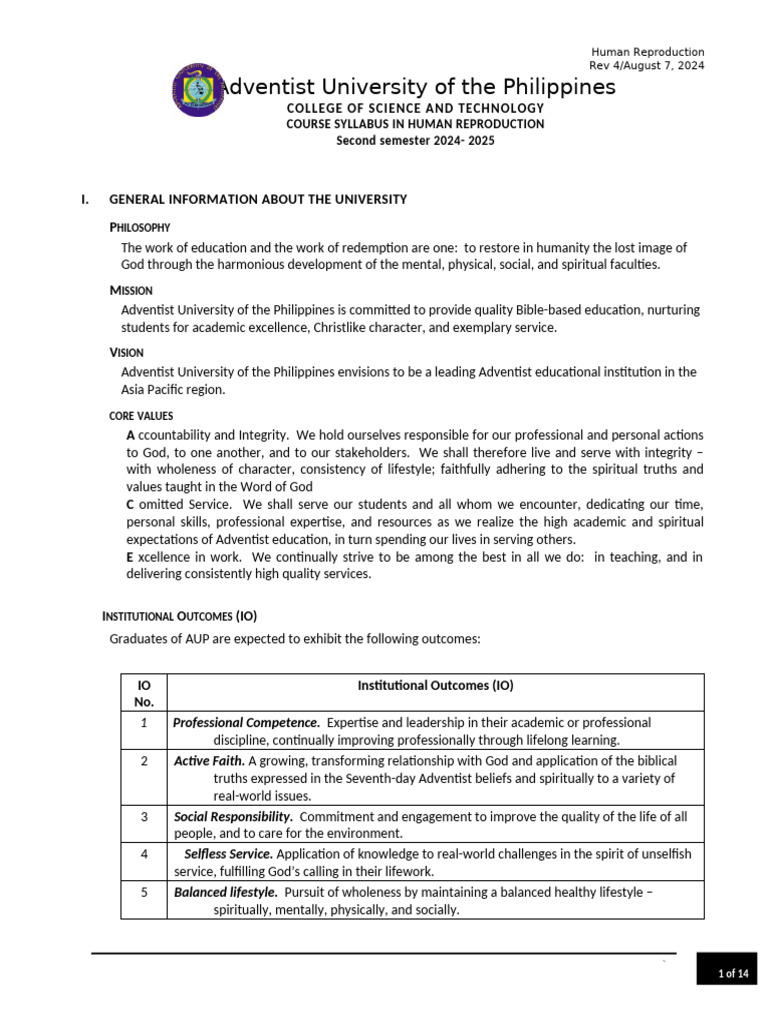 Human Reproduction Course Syllabus | PDF | Sexual Reproduction | Knowledge