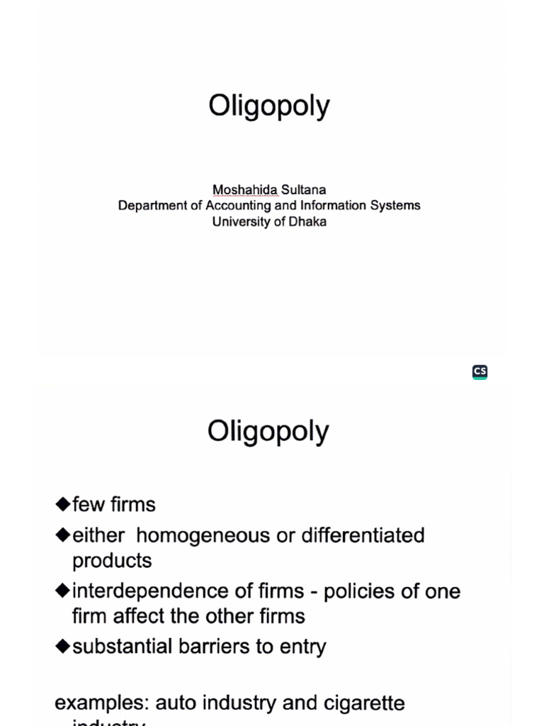 Oligopoly Moshahida Sultana | PDF