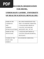 Thesis Synopsis Format Rguhs | PDF | Thesis | Medicine