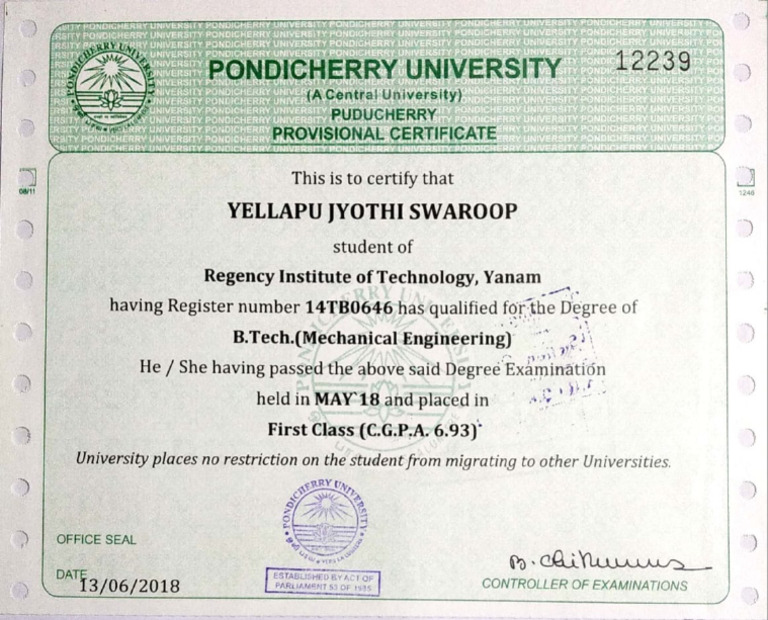 Degree Certificate | PDF