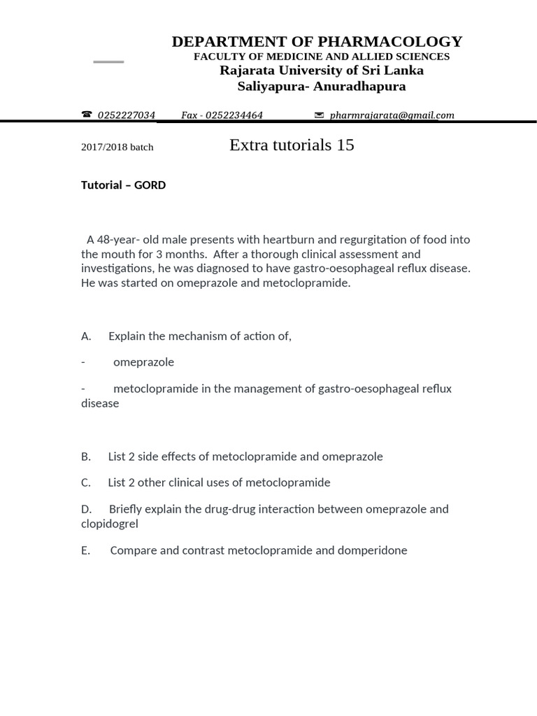 Extra Tutorials 15 Answers | PDF | Gastroesophageal Reflux Disease ...