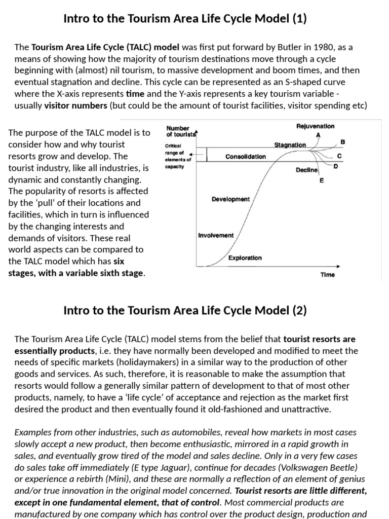 Tourism Area Life Cycle Model - Information | PDF | Tourism | Resort