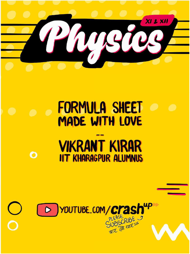 Physics formula sheet class 11 | PDF