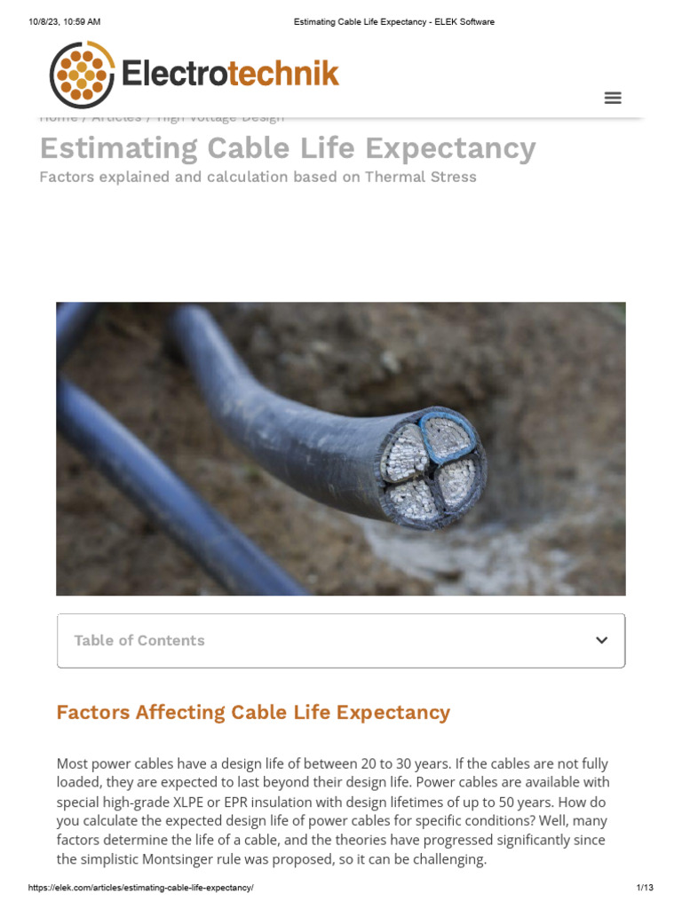 Estamating Cable Life Expectency | PDF | Insulator (Electricity) | High ...