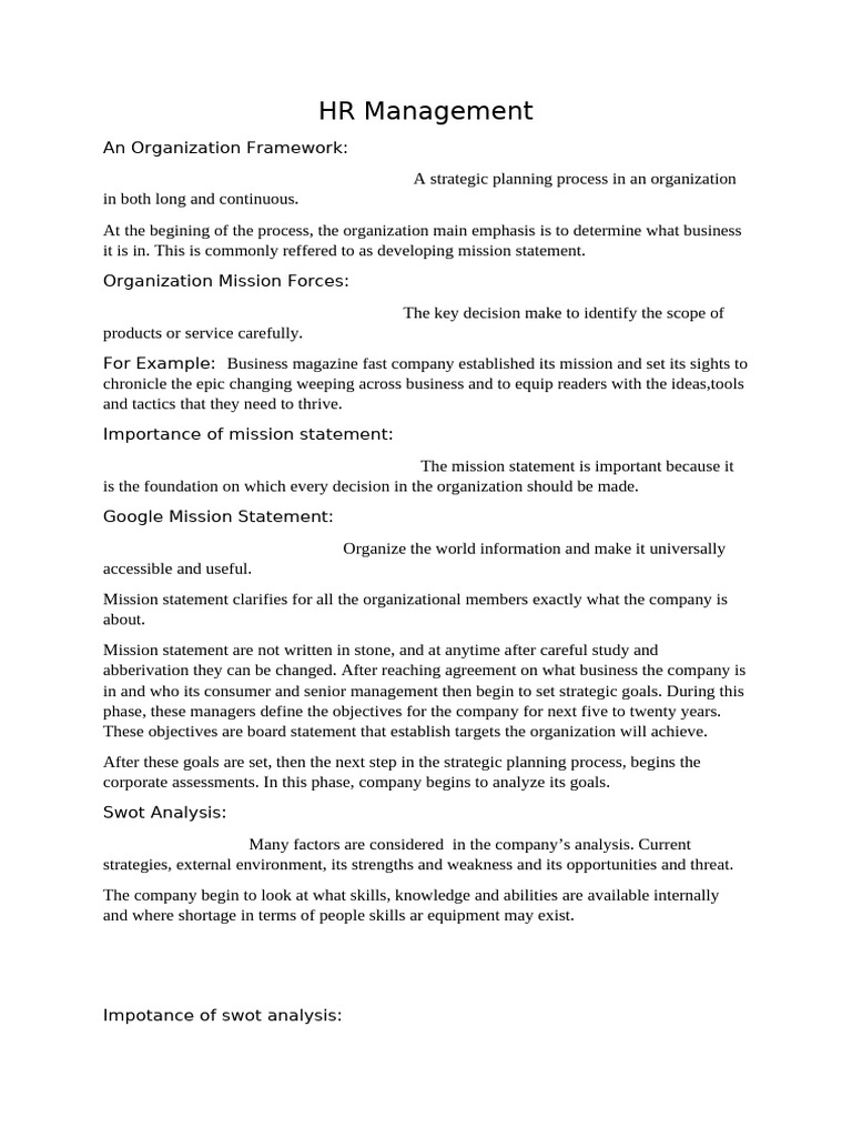 Human Resource Management | PDF | Swot Analysis | Information