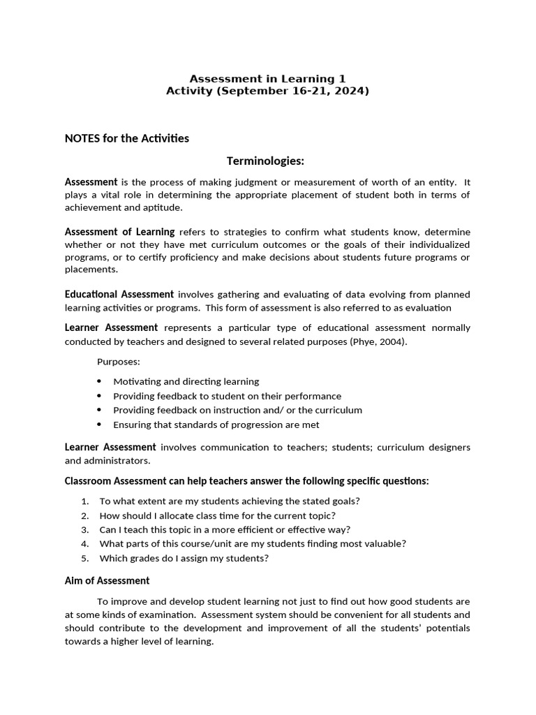 Lesson 4 Assessment 1 BCC | PDF | Educational Assessment | Evaluation