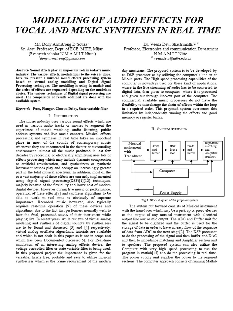 Real-Time Audio Effects Modeling | PDF | Digital Signal Processing | Analog To Digital Converter