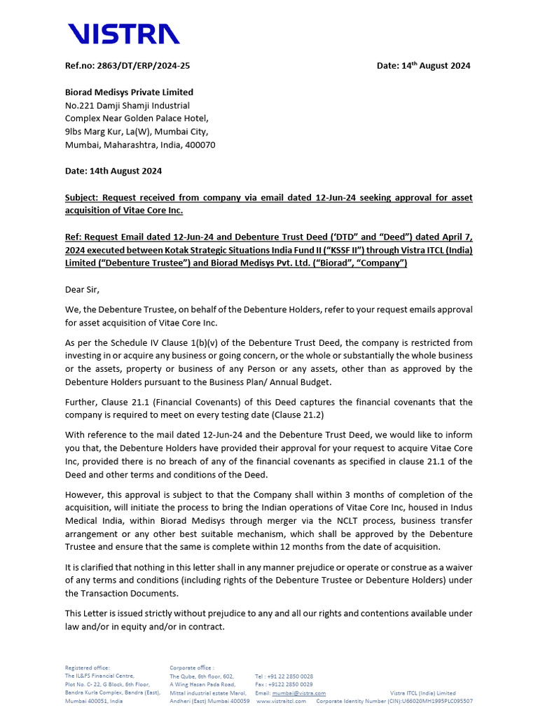 Biorad Medisys Asset Acquisition Approval | PDF | Private Law ...