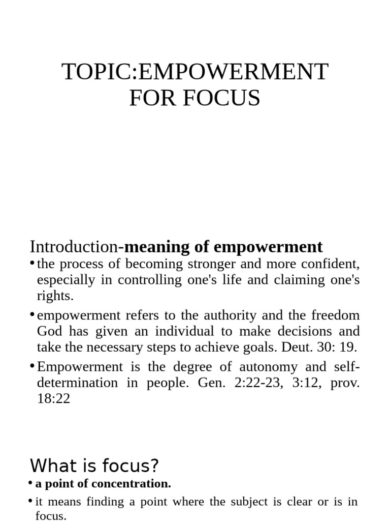 Empowerment For Focus TMC 221 | PDF | Empowerment