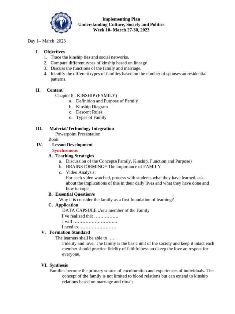 UCSP March27-30 | PDF | Family | Kinship