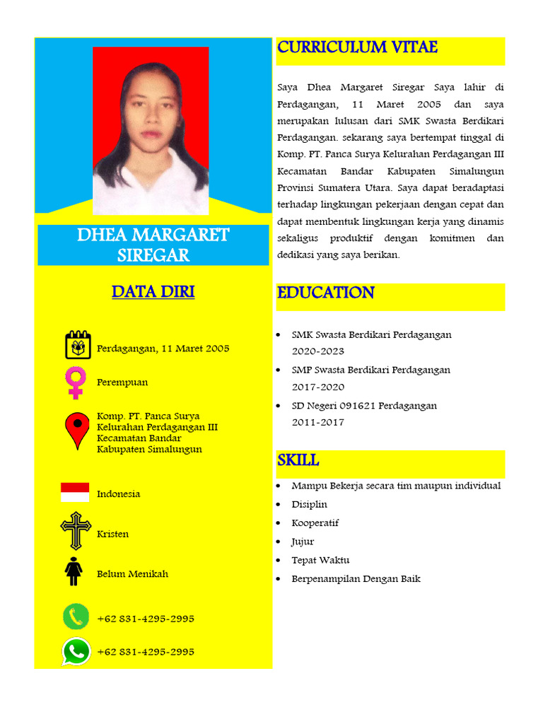 CV Dhea Margaret Siregar | PDF
