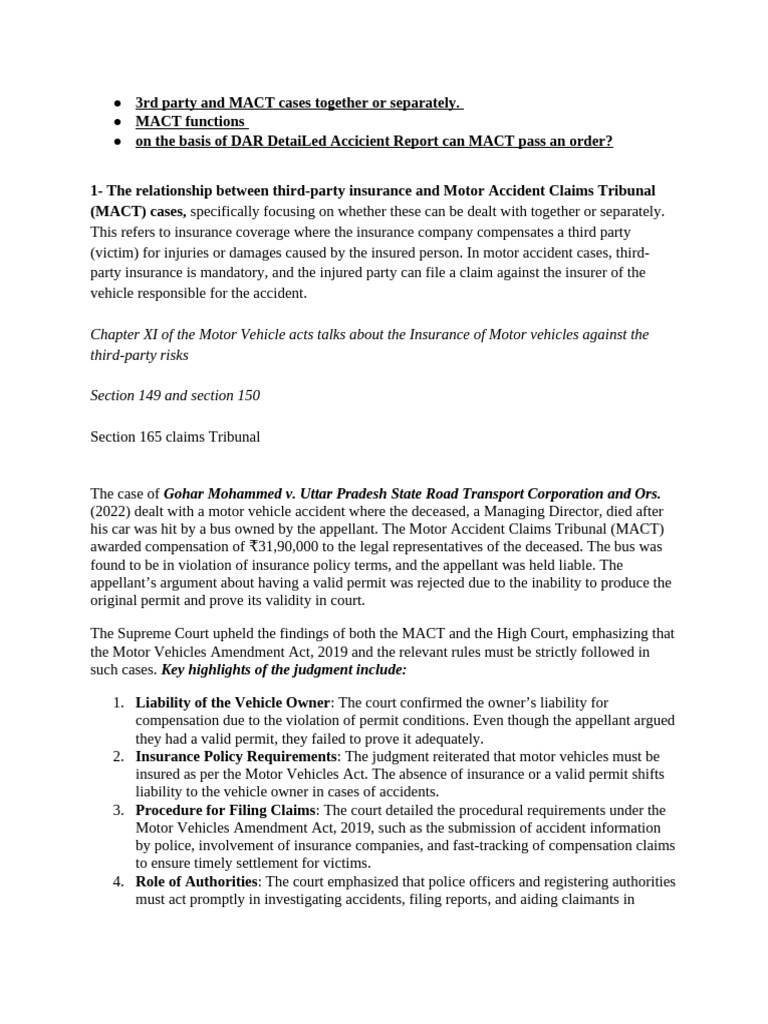 MACT and 3rd Party Insurance | PDF | Insurance | Vehicle Insurance