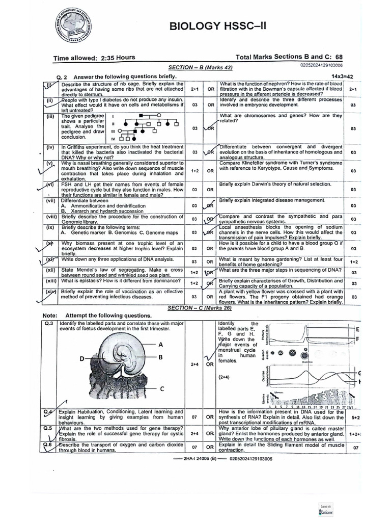 Federal Board Biology HSSC 2 | PDF