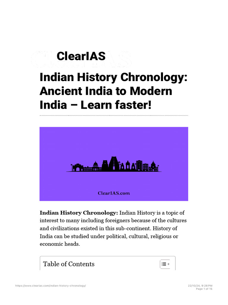 Indian History Chronology - Ancient India To Modern India - Learn ...
