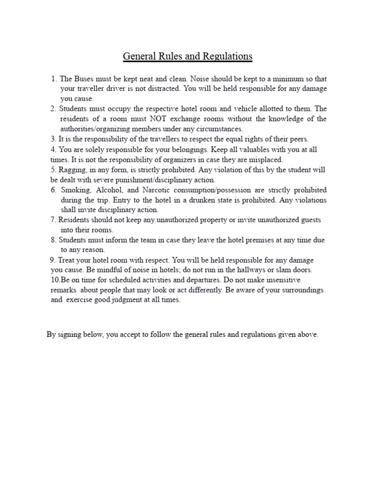 General Rules and Regulations | PDF