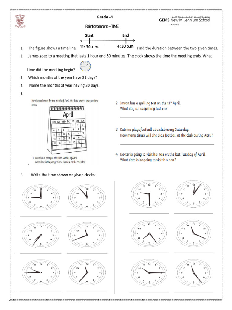 Grade 4 Time Re Inforcement - 241025 - 145830 | PDF