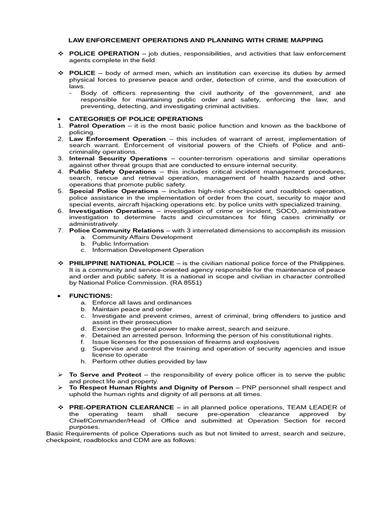 Handouts Law Enforcement Operations and Planning With Crime Mapping 1 ...