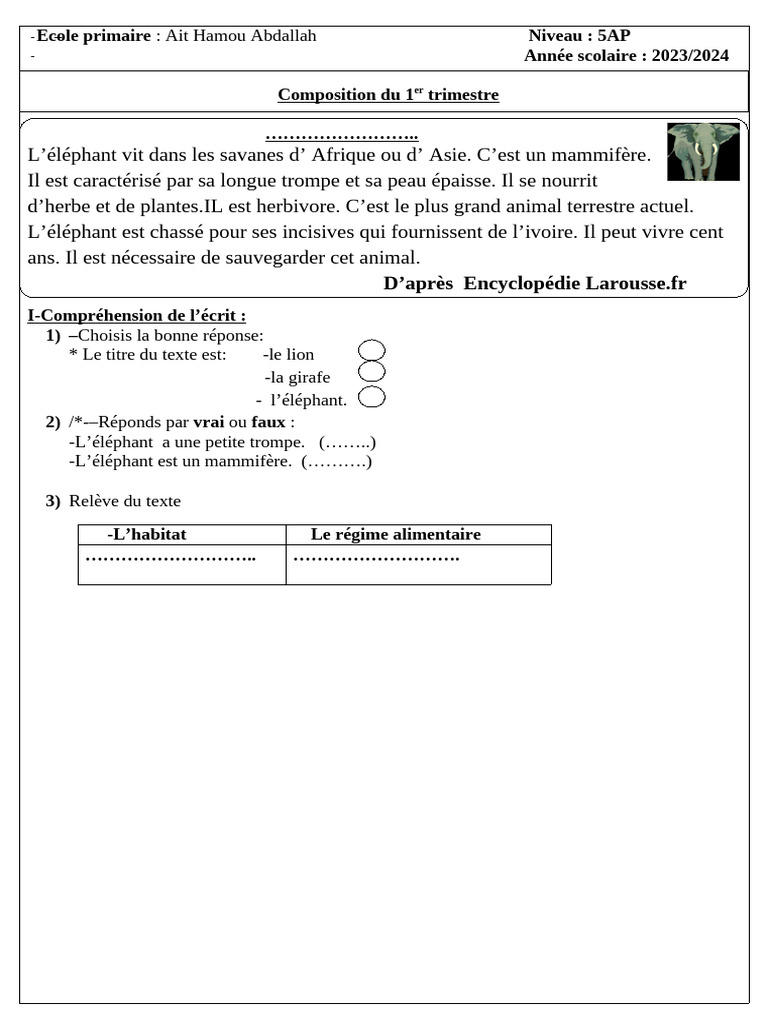 Description de l'éléphant 5AP | PDF | Éléphant | Lion