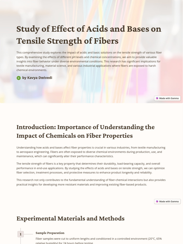 Acid/Base Effects on Fiber Strength | PDF | Fibers | Rayon