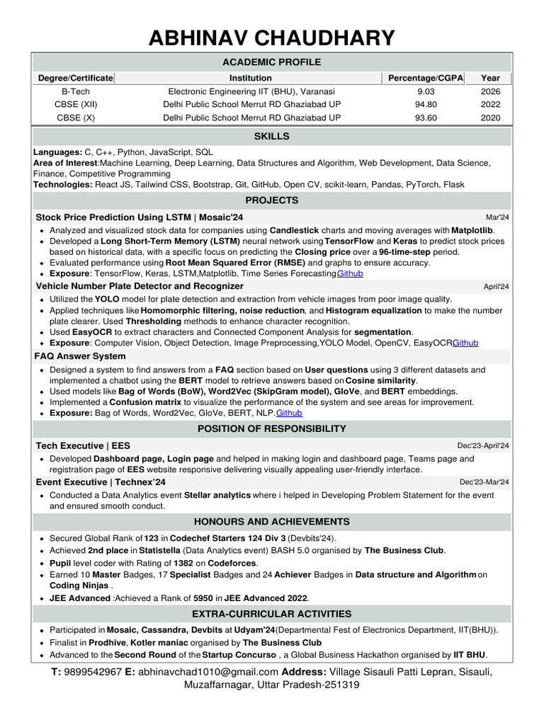 ML Resume | PDF | Artificial Intelligence | Intelligence (AI) & Semantics