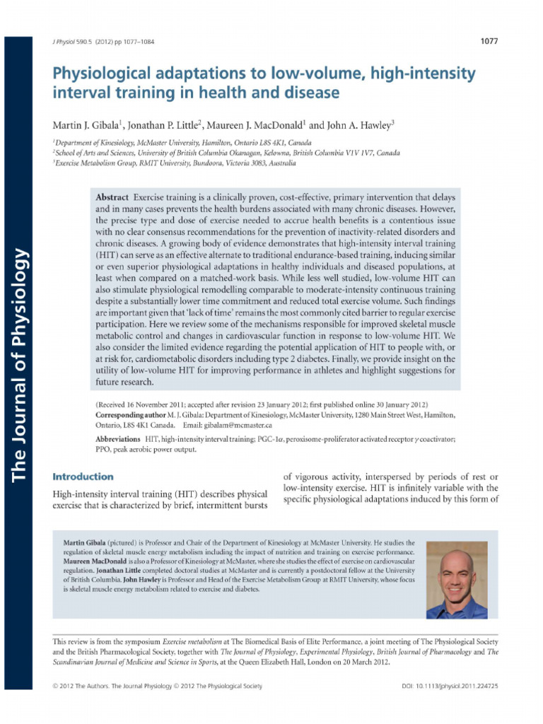 Physiological Adaptations To Low-Volume, High-Intensity Interval Training in Health and Disease ...