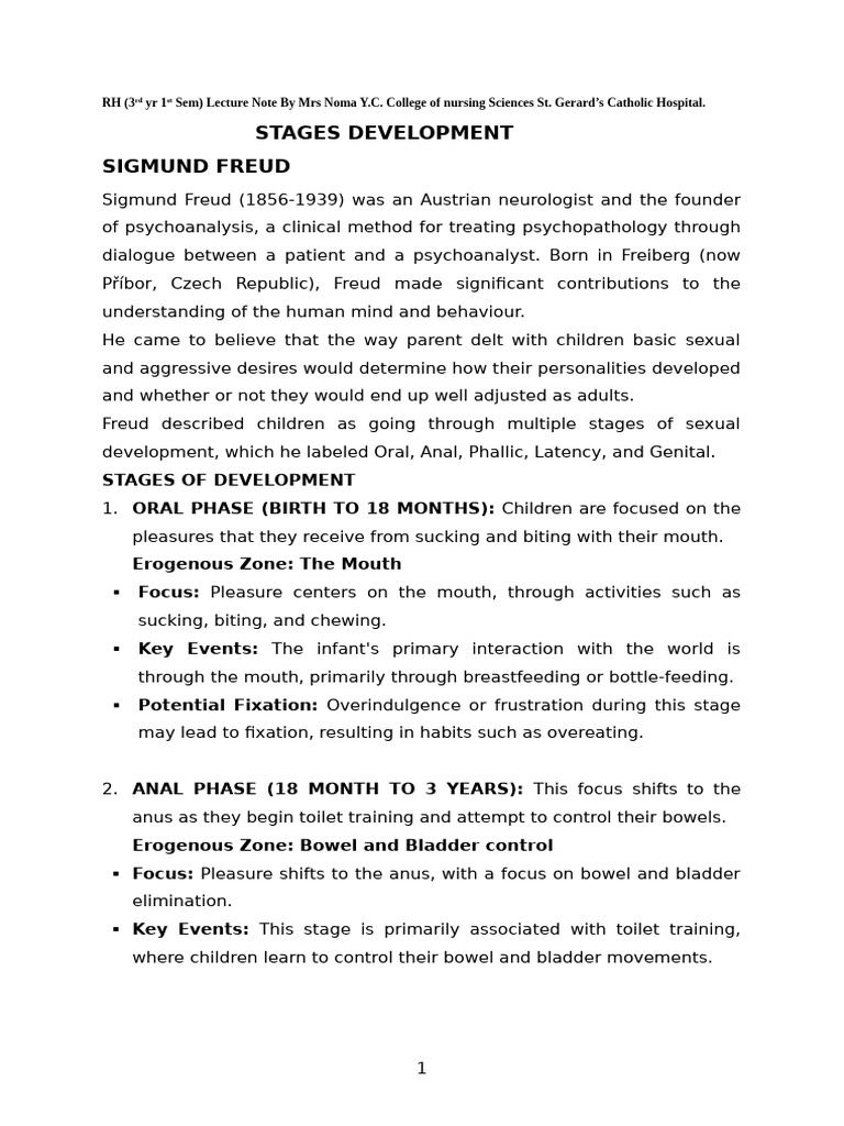 Sigmund Freud Stages of Development | PDF | Psychological Concepts ...