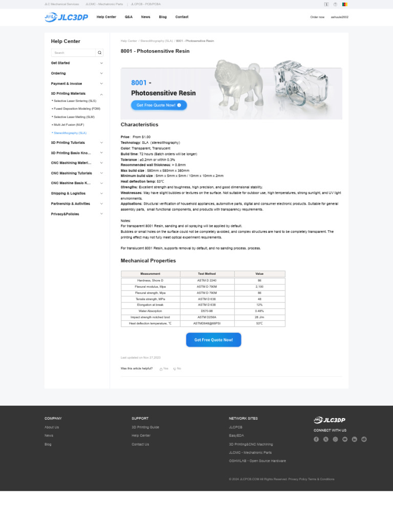 8001 Photosensitive Resin Overview | PDF | 3 D Printing | Secondary ...